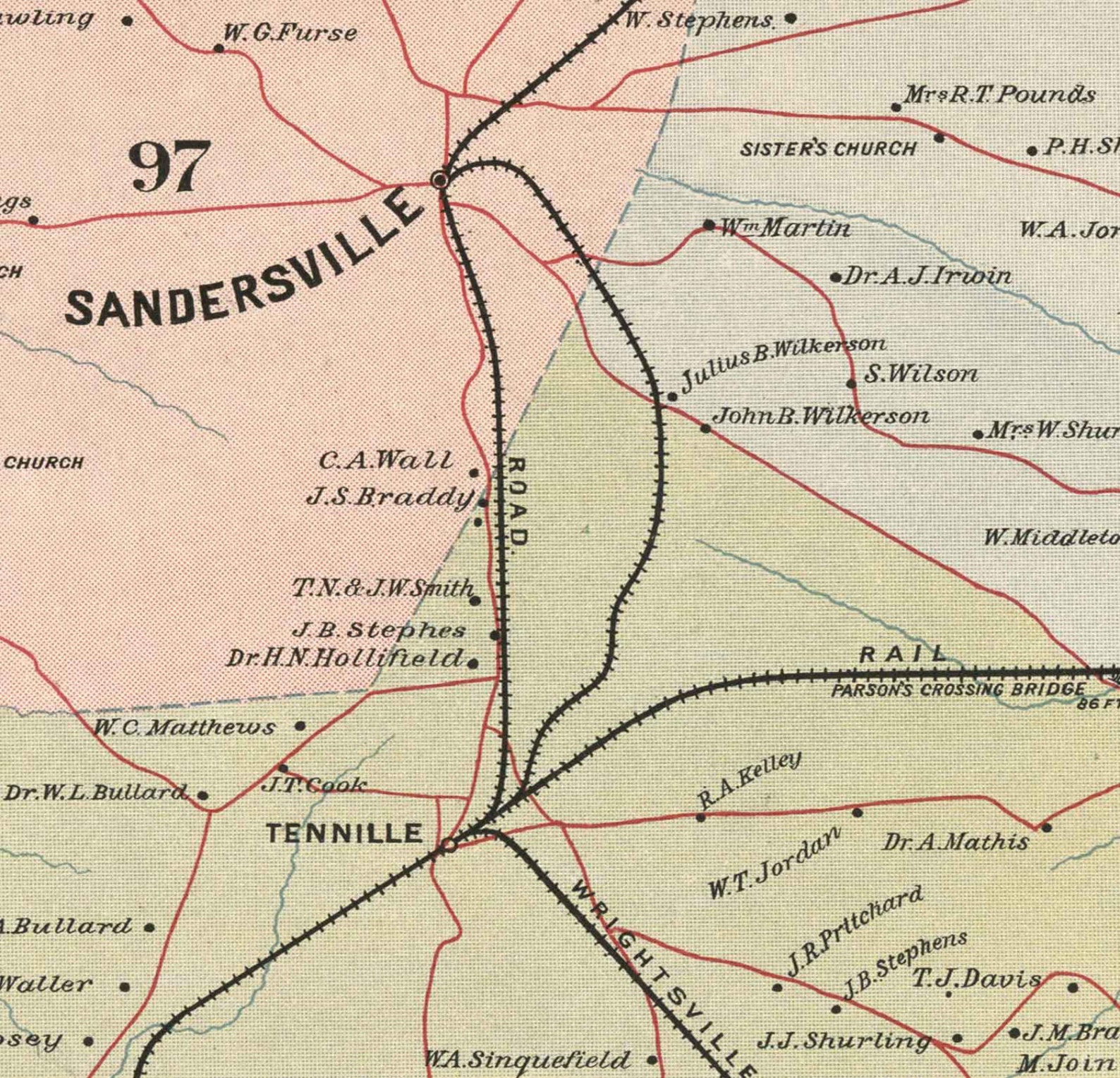 Washington County Old 1897 Map Georgia Map With Homeowner - Etsy