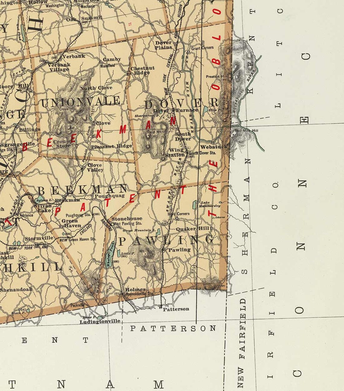 Dutchess County 1895 Map New York Reprint Land Patents Bien State Atlas ...