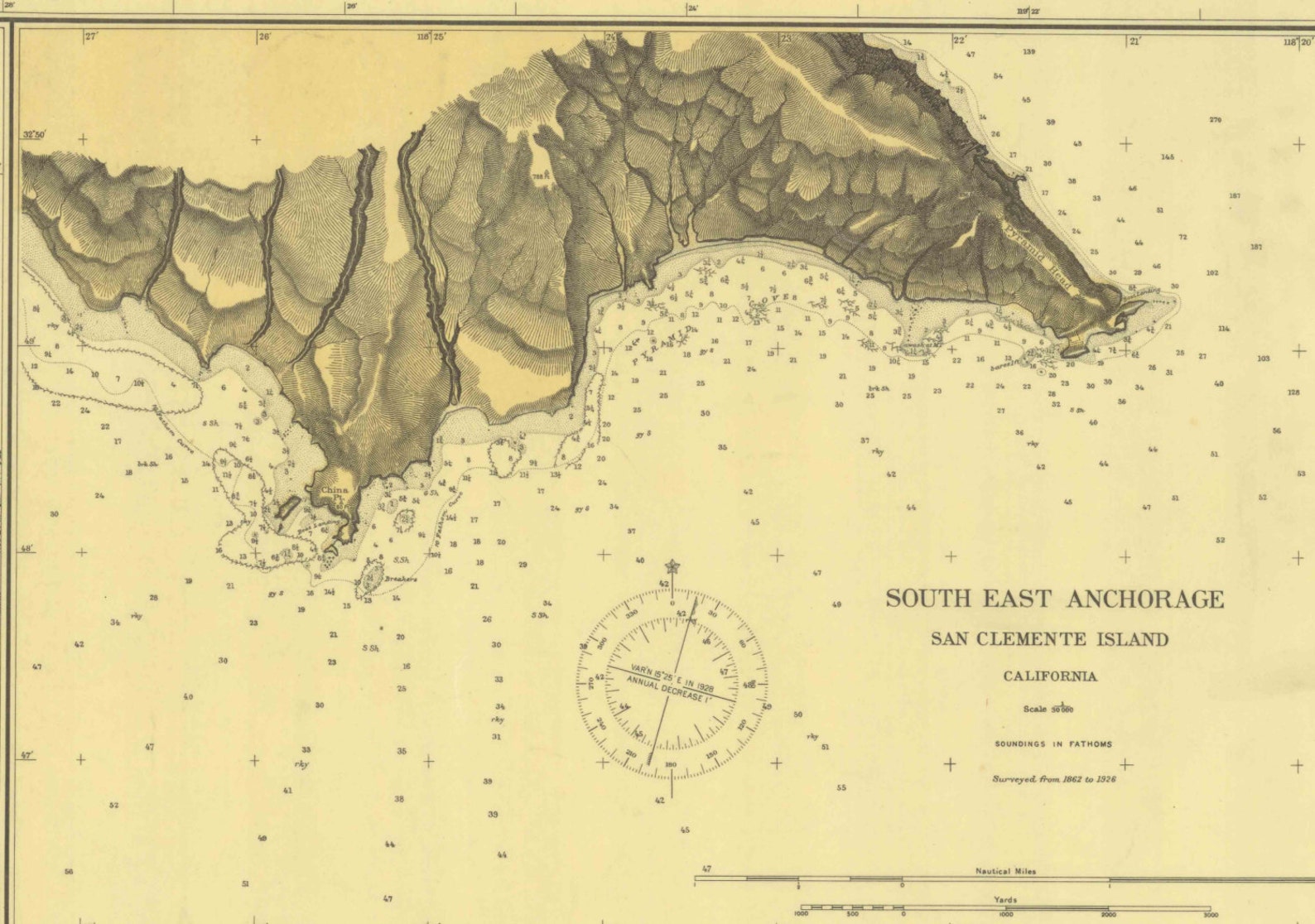 Santa Barbara Islands Harbors 1927 Nautical Map - PC Harbors 5126 ...