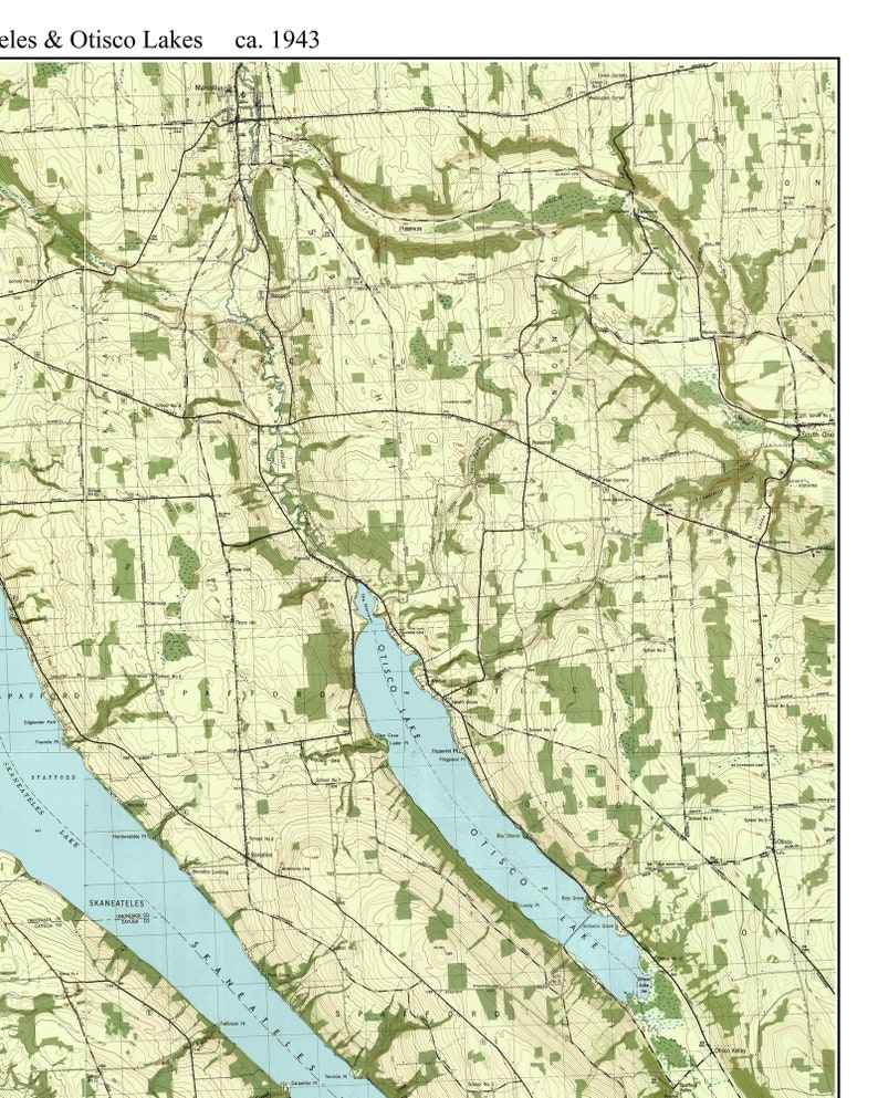 Owasco Skaneateles and Otisco Lakes Ca. 1943 USGS Old | Etsy