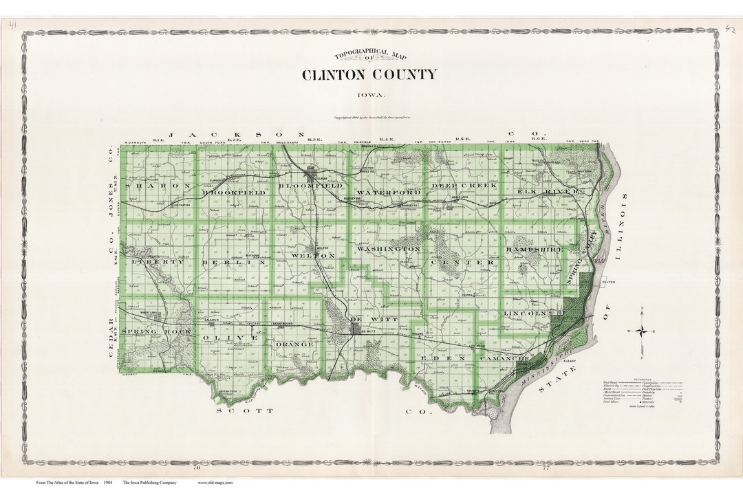 Clinton County 1904 - Old Town Map Reprint - Iowa State Atlas ...