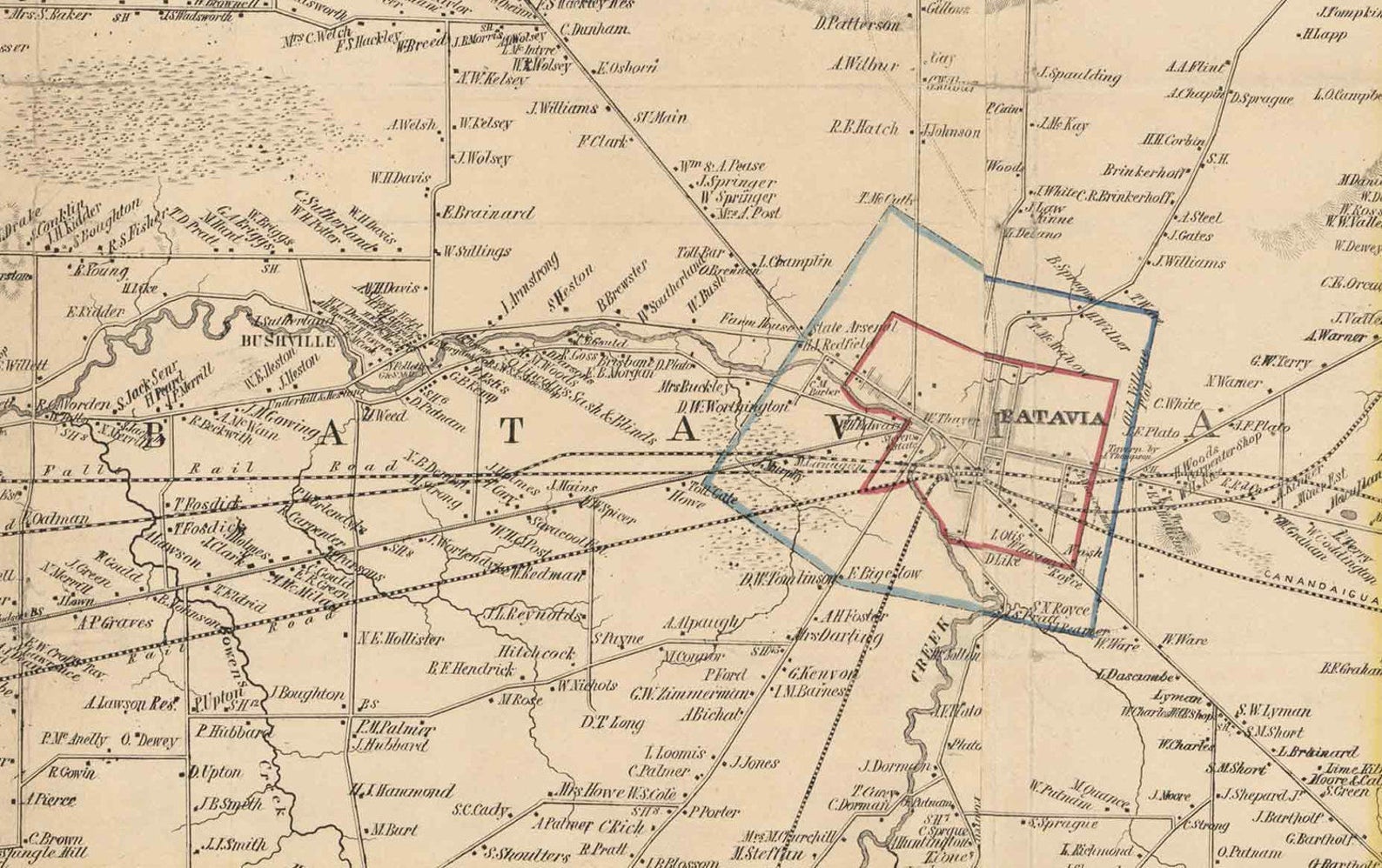 Genesee County New York 1854 - Old Wall Map Reprint With Homeowner ...