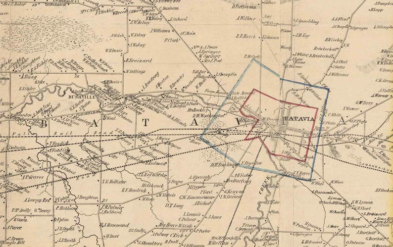 Genesee County New York 1854 Old Wall Map Reprint With - Etsy