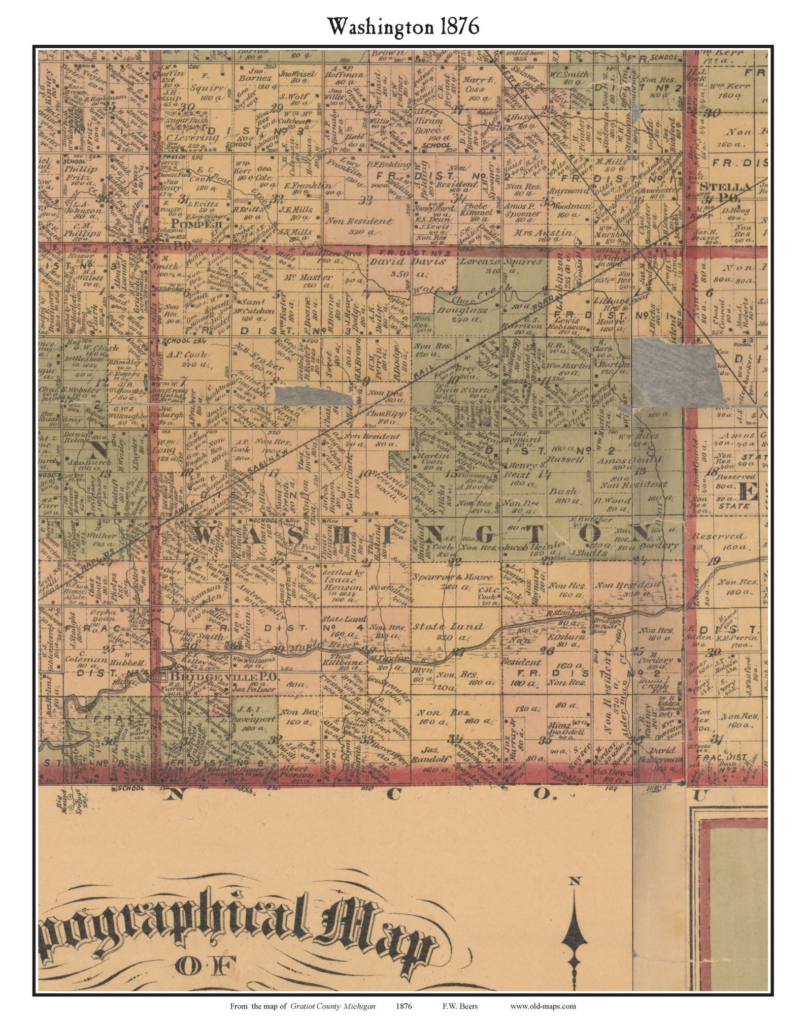 Washington 1876 Old Town Map With Homeowner Names - Bridgeville ...