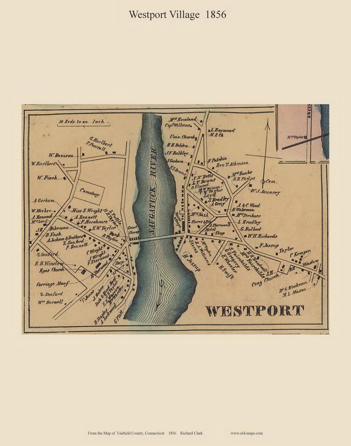 Westport Village 1856 Old Town Map with Homeowner Names | Etsy