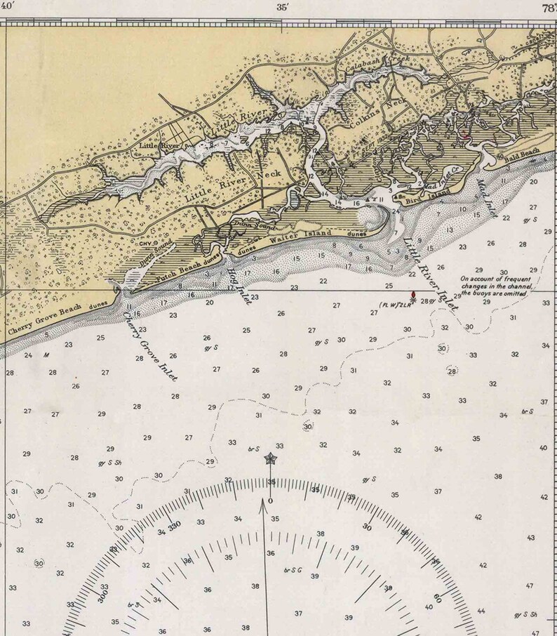 Little River Inlet to Winyah Bay Entrance 1933 Myrtle - Etsy