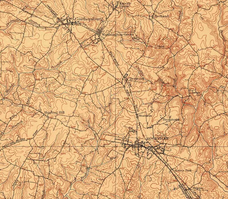 Montgomery County 1909 Old Topographic Map USGS Custom Composite ...