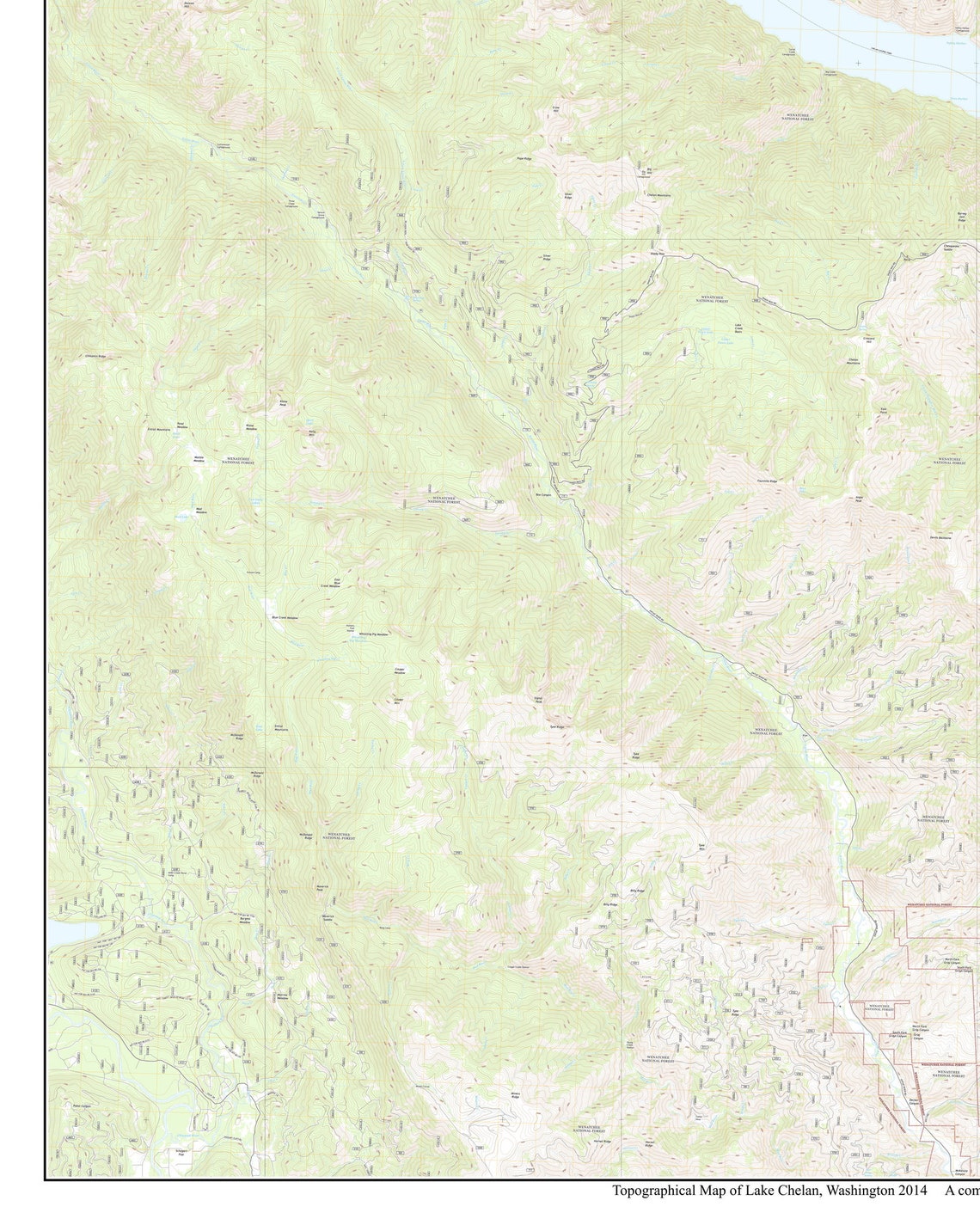 Lake Chelan 2014 USGS Old Topographic Map Custom | Etsy