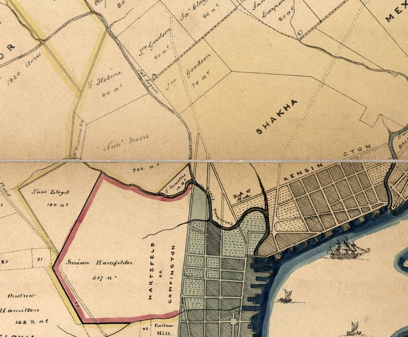 Philadelphia Ca. 1774 Old Map Reprint Republished in 1843 - Etsy