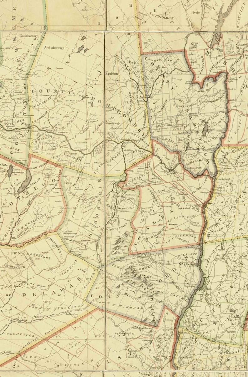 New York State 1802 Map Dewitt Reprint - Etsy