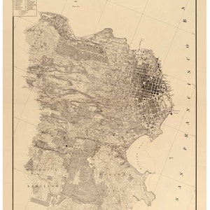 San Francisco Peninsula 1857 Old Topographic Map - 1893 Edition Reprint ...