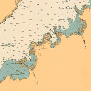 Lake Champlain - 1920 Vermont - New York Nautical Chart - Long - Custom ...