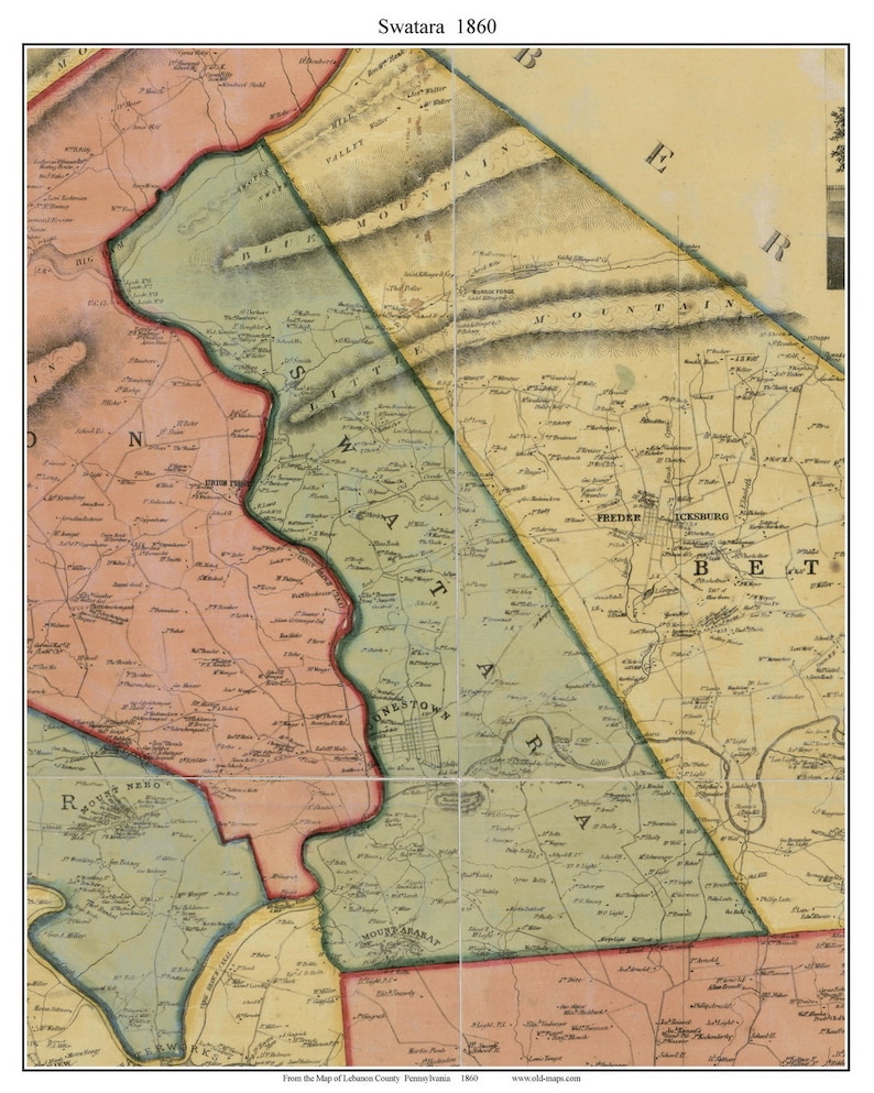 Swatara 1860 Old Town Map With Homeowner Names Pennsylvania Reprint ...