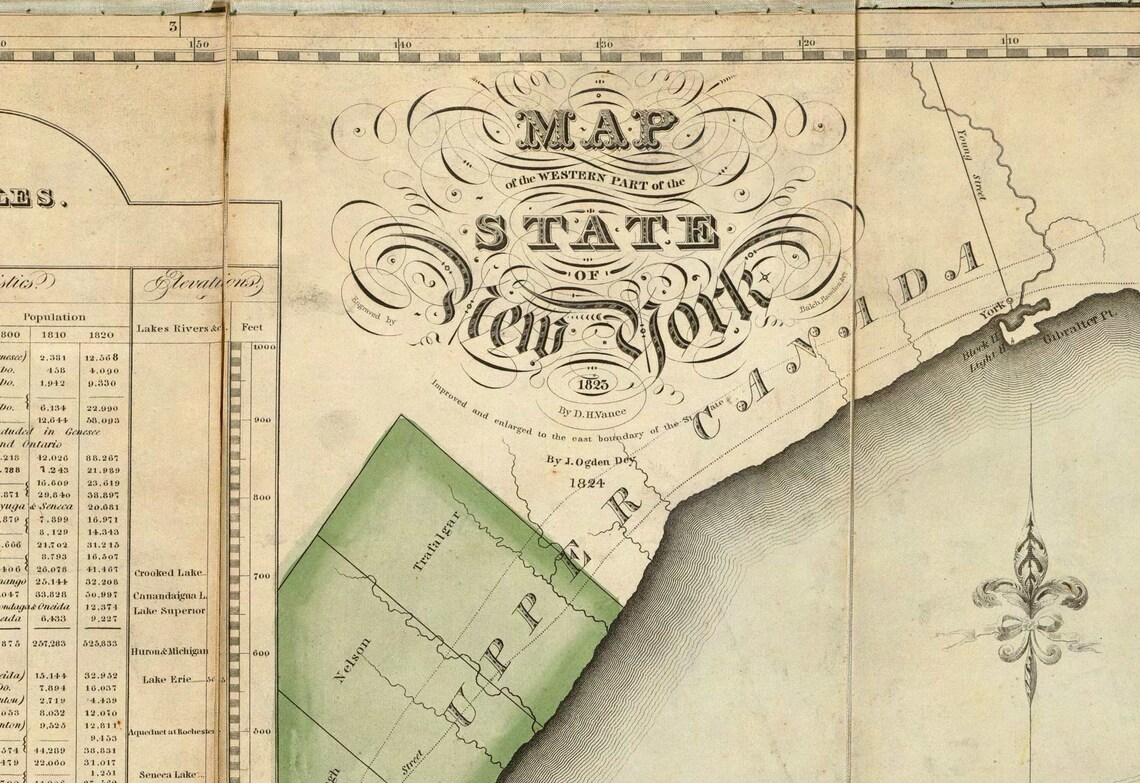 Western New York State 1825 Old Map Reprint New York | Etsy