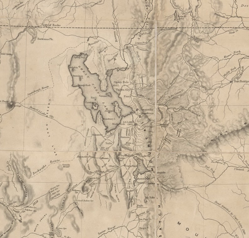 Utah Territory Military 1860 Old Map California Nevada Colorado New ...
