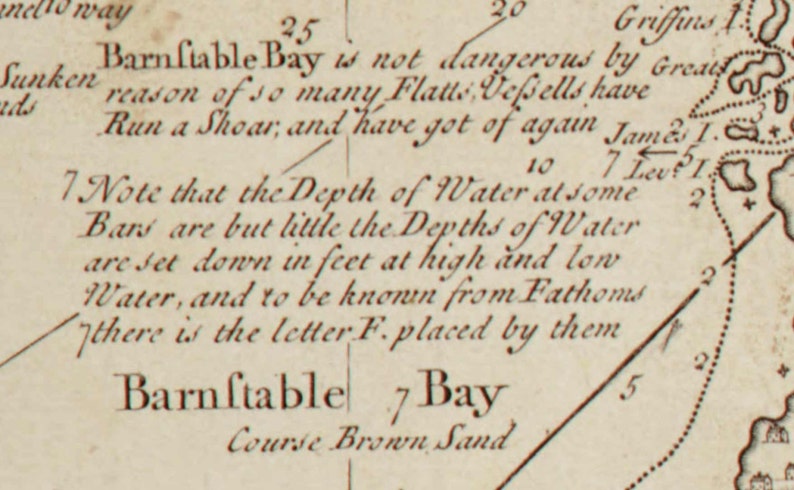 Cape Cod 1734 Map Showing Pirate Ship Whydah Sinking - Custom Reprint ...