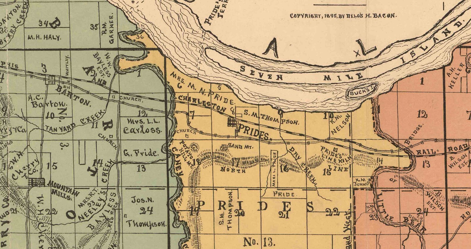 Colbert County Alabama 1896 - Old Wall Map With Landowner Names ...