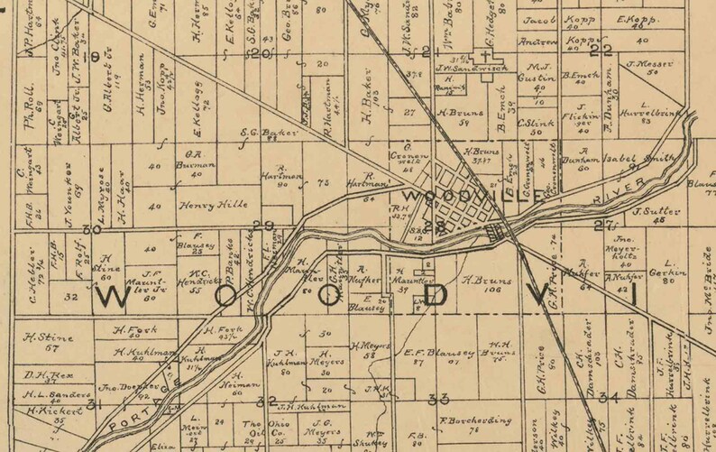 Sandusky County Ohio 1891a Old Wall Map Reprint With - Etsy