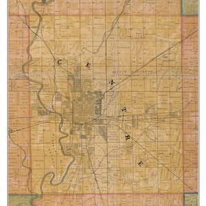 Centre 1855 Old Town Map With Homeowner Names Indiana Center - Etsy