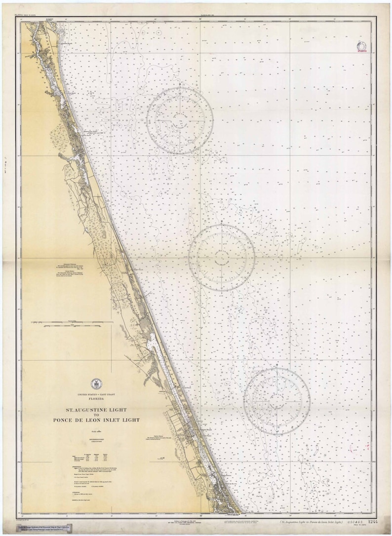 St Augustine Light to Ponce De Leon Inlet- 1930 Florida - Nautical Map ...