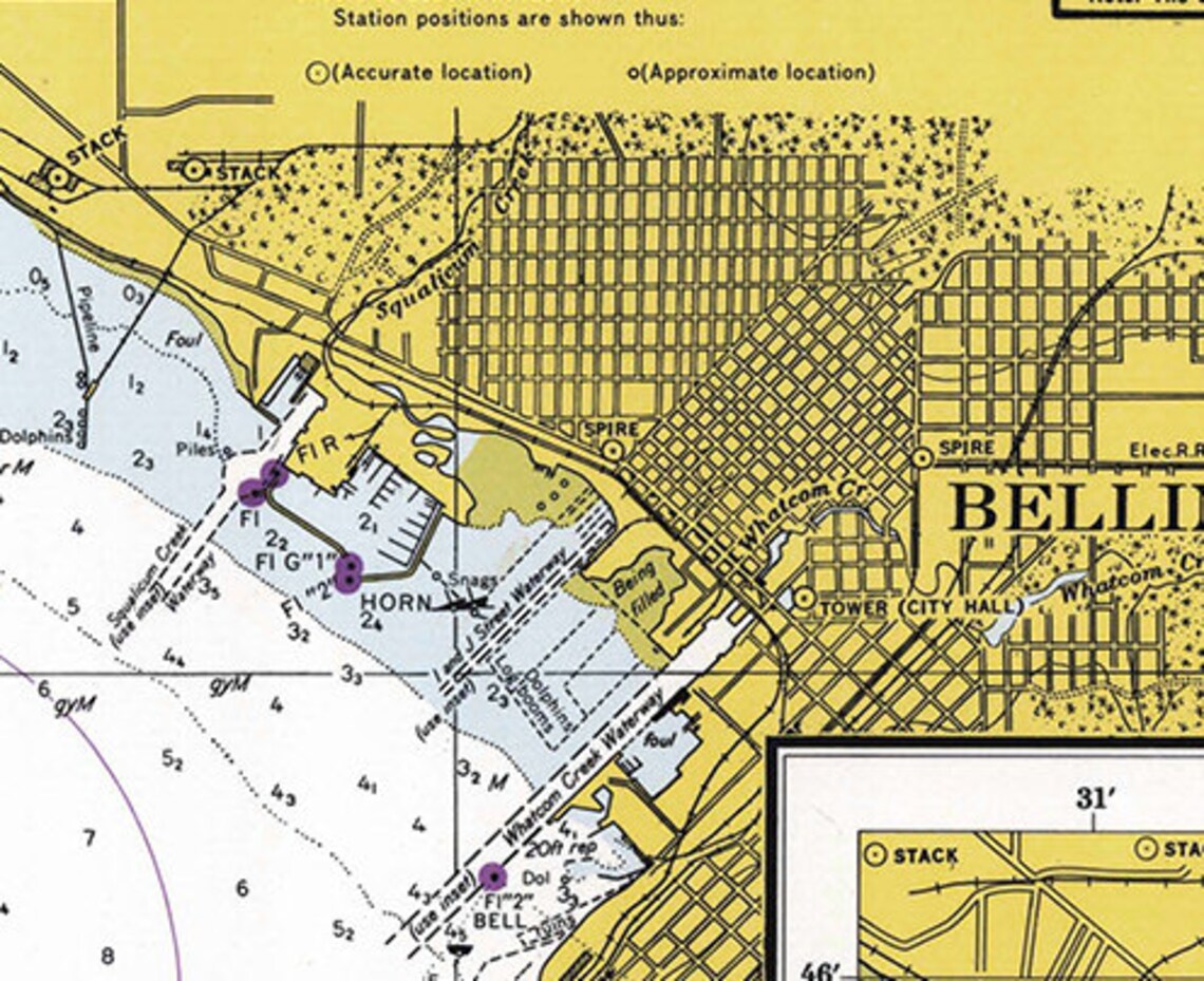 Bellingham Bay 1967 Nautical Map Washington Reprint PC - Etsy UK