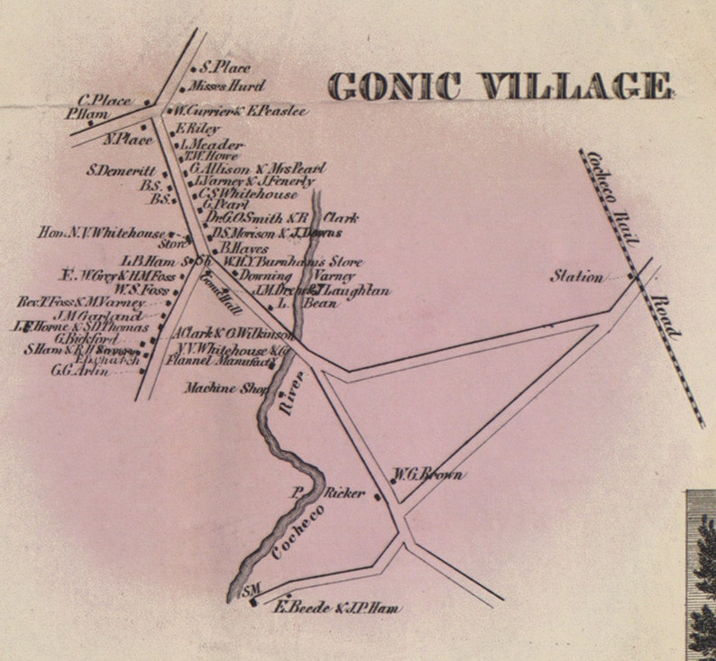 Strafford County New Hampshire 1856 Old Wall Map Reprint | Etsy