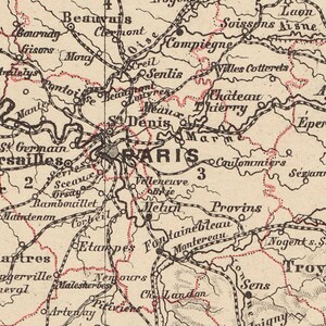 France 1871 - German Map of France With Detailed Topography -- Old Map ...