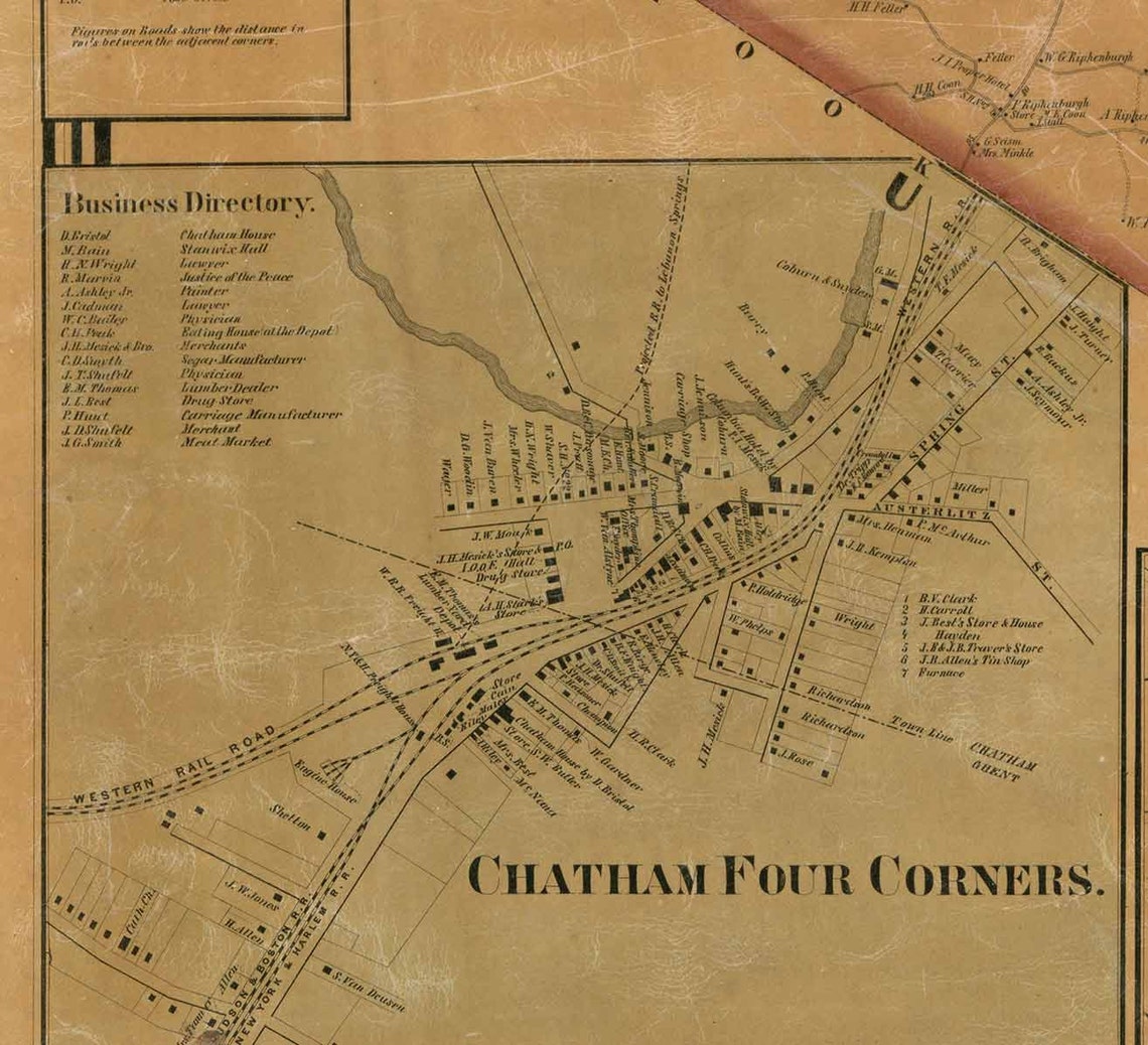 Columbia County New York 1858 Wall Map With Homeowner Names - Genealogy ...