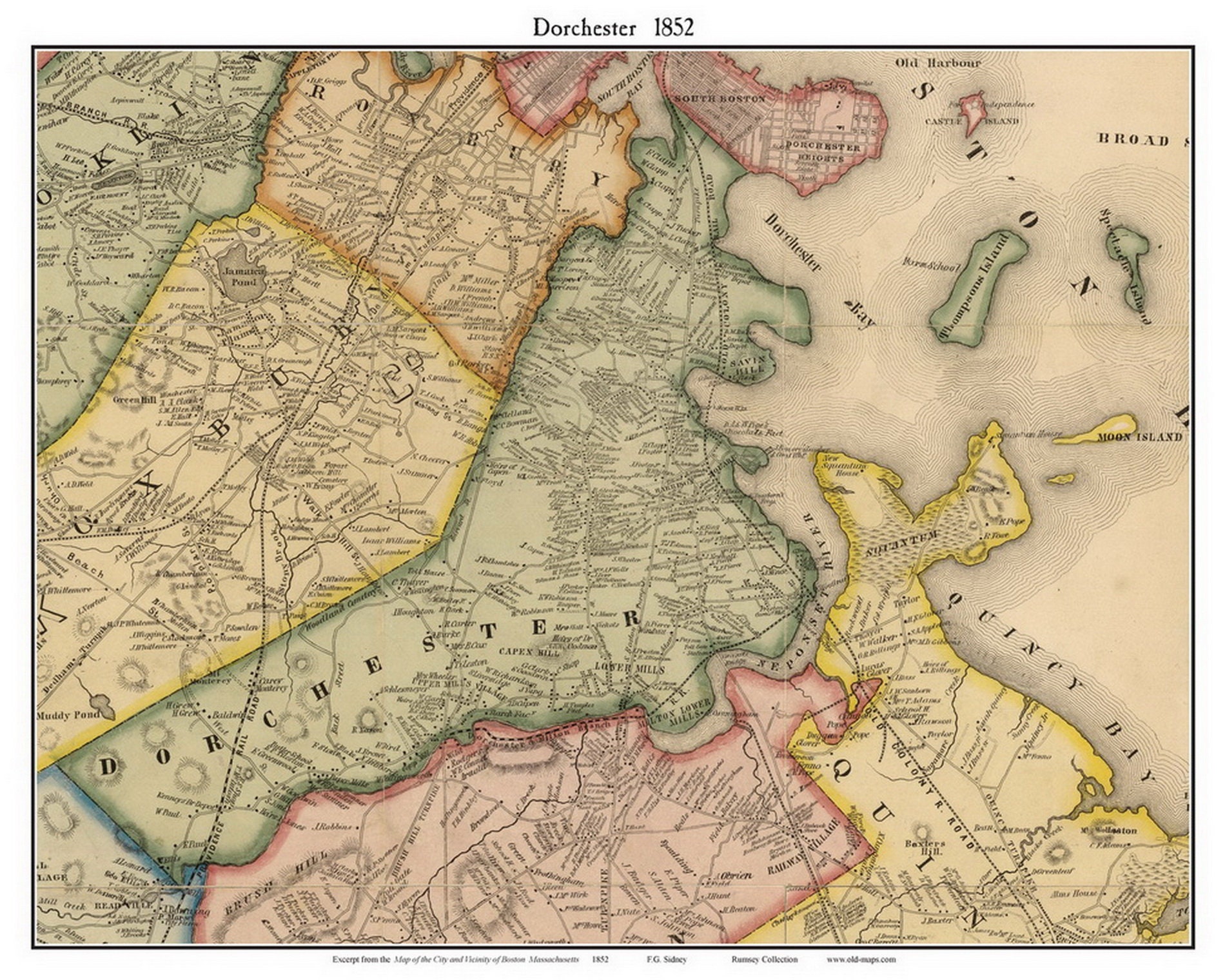 Dorchester 1852 Old Town Map With Homeowner Names - Etsy