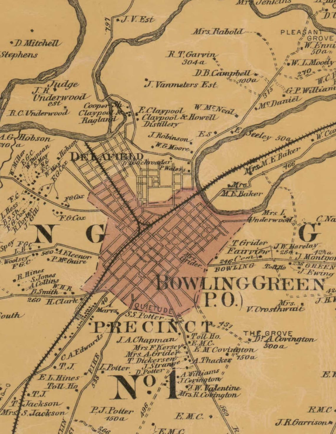 Warren County Kentucky 1877 Old Wall Map With Homeowner - Etsy
