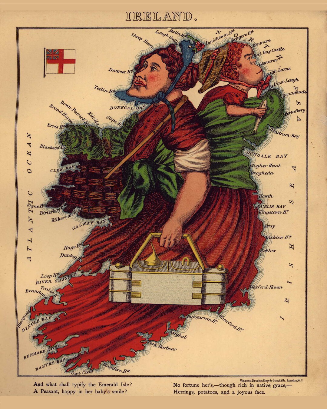 Whimsical Map of Ireland in the Shape of a Person Geographical Fun ...