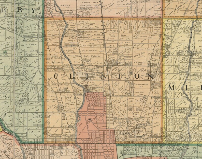 Franklin County Ohio 1895 - Old Wall Map Reprint With Homeowner Names ...