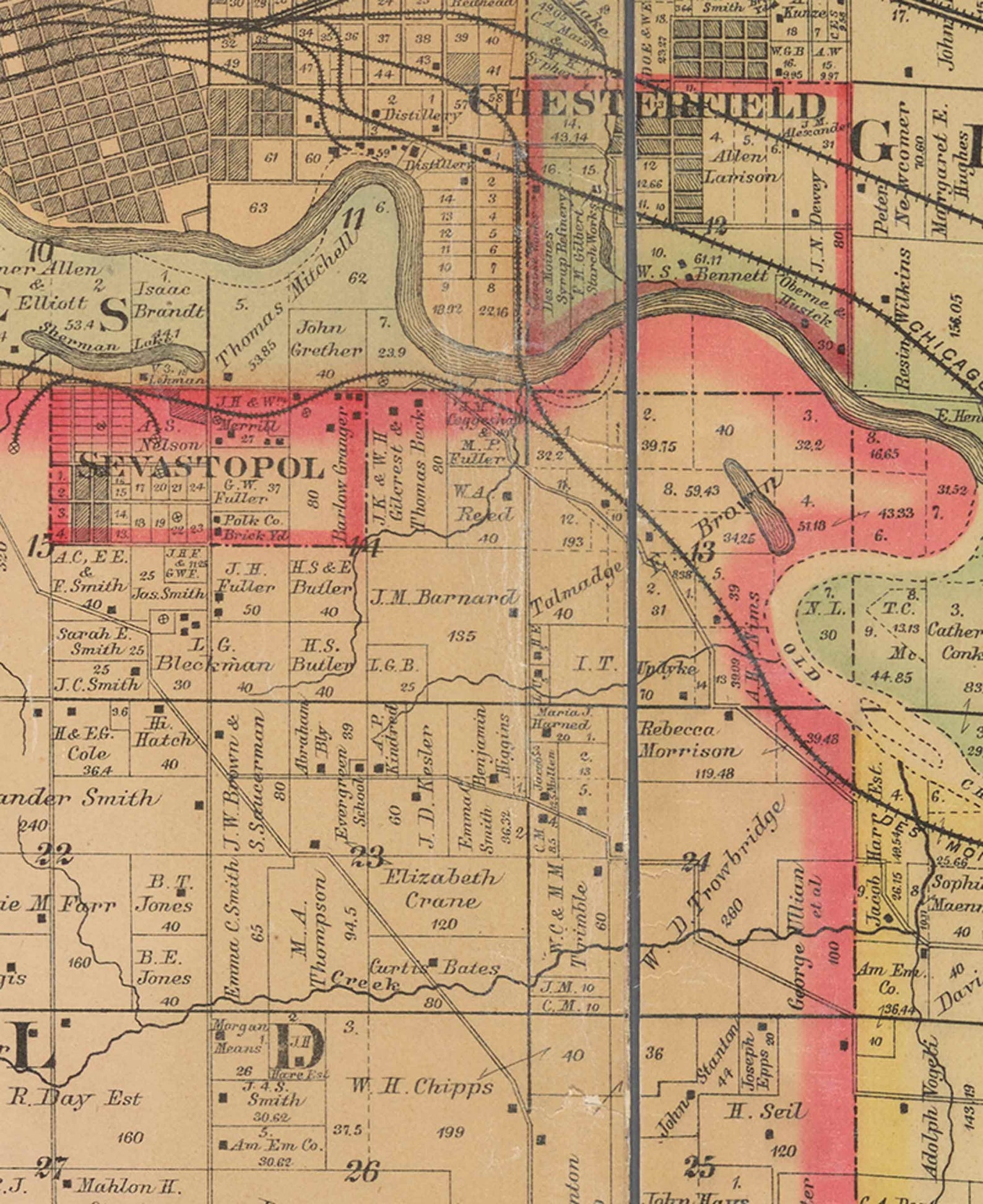 Polk County Iowa 1885 Old Wall Map With Landowner Names Farm - Etsy