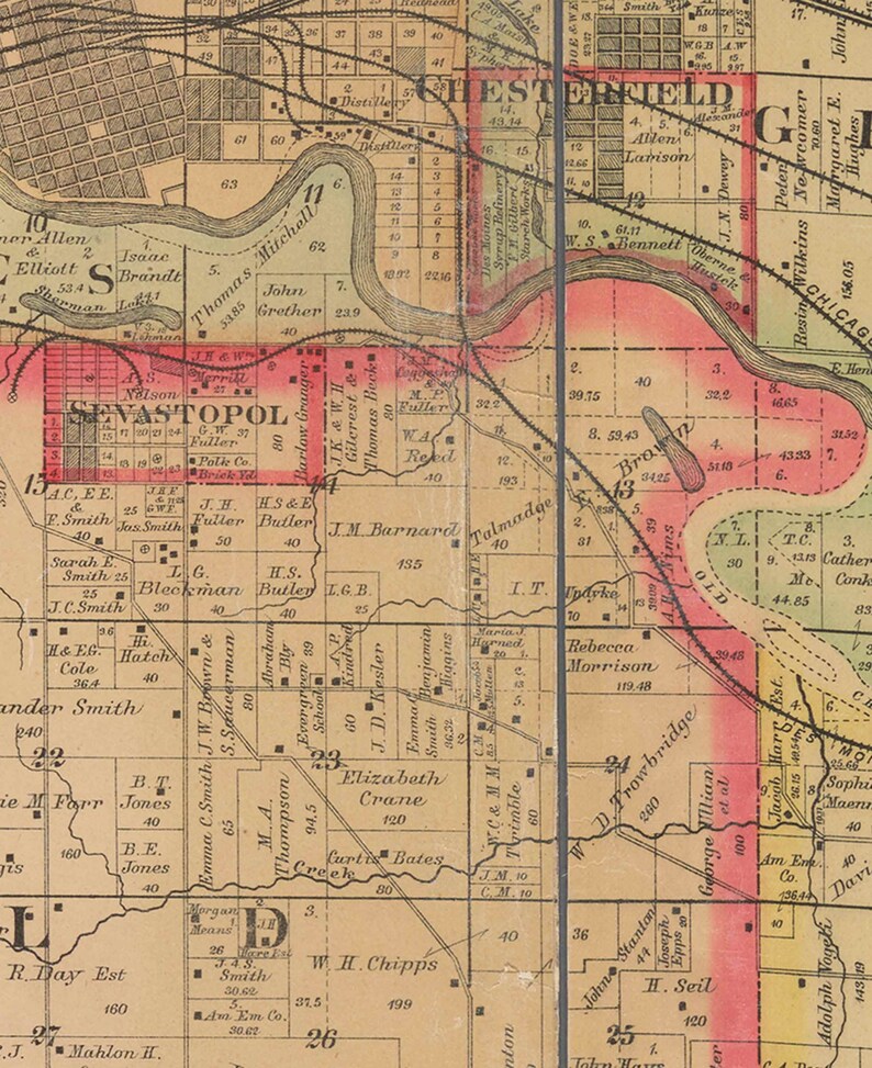 Polk County Iowa 1885 Old Wall Map With Landowner Names Farm - Etsy