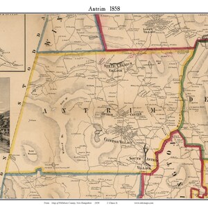Antrim 1858 Old Town Map With Homeowner Names New Hampshire - Etsy
