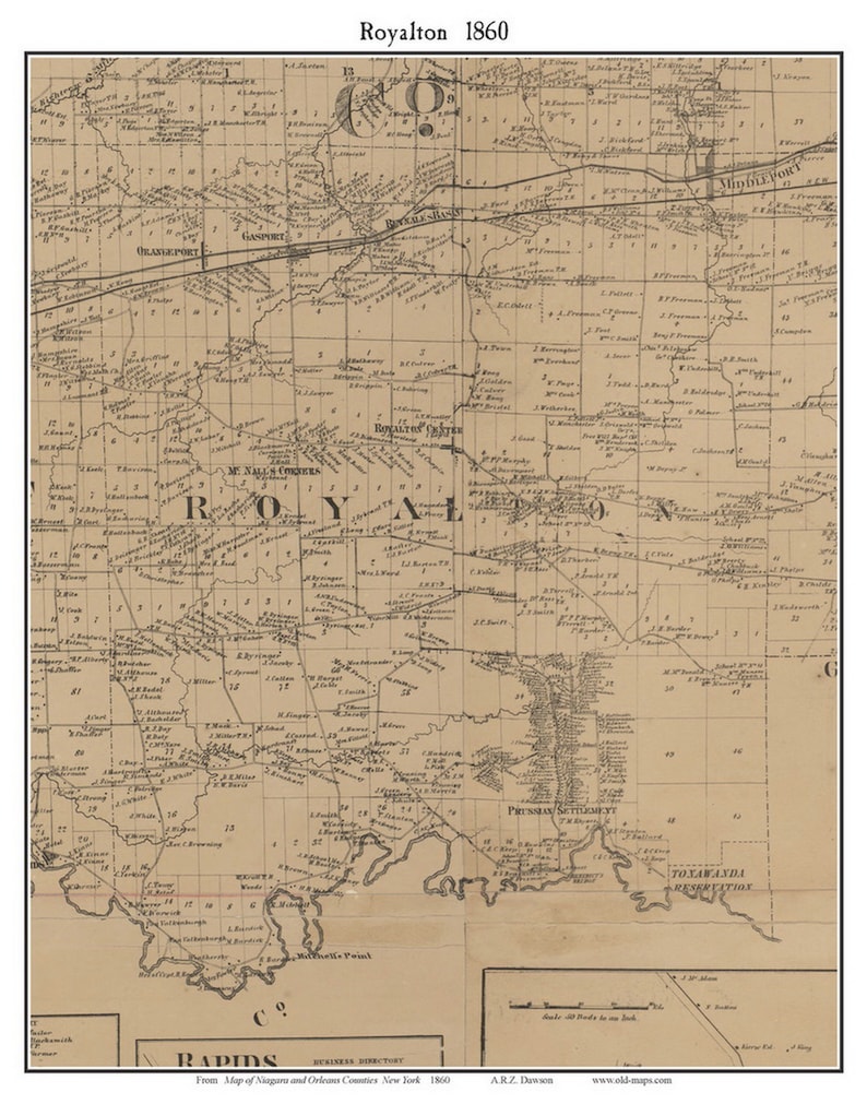 Royalton 1860 Old Town Map With Homeowner Names New York | Etsy