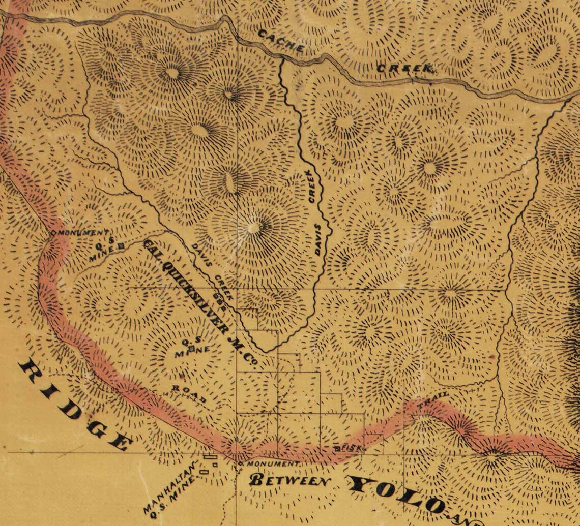 Yolo County California 1871 - Old Wall Map Reprint With Farm Lines - Etsy