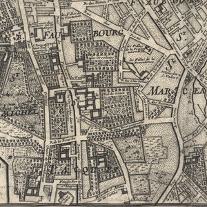 Old Map of Paris 1705 France - Center City -- Property Outlines ...