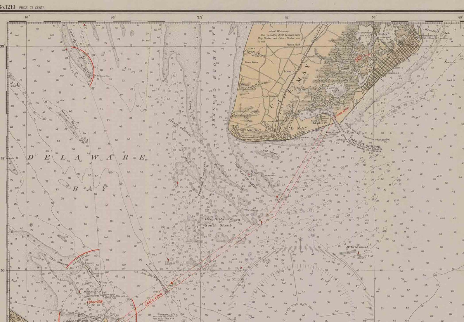 Cape May to Fenwick Island Light 1930 Nautical Map Reprint | Etsy
