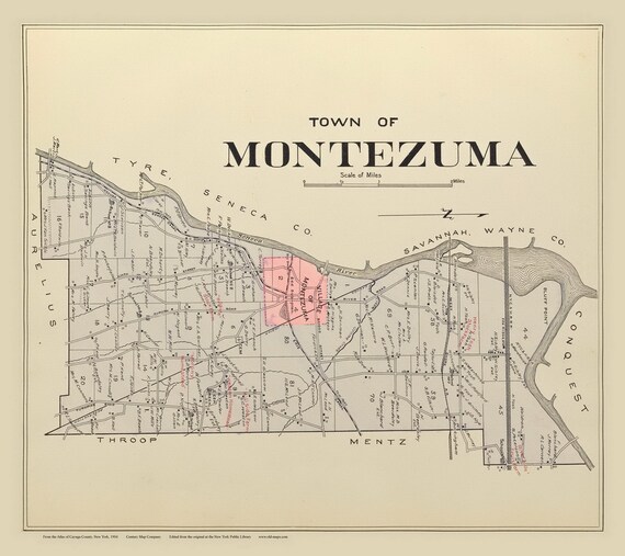 Montezuma 1904 Old Map Homeowner names Reprint Cayuga Co New | Etsy