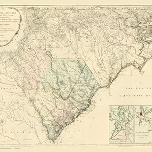 North & South Carolina 1775 State Map - Henry Mouzon - Reprint State - Etsy
