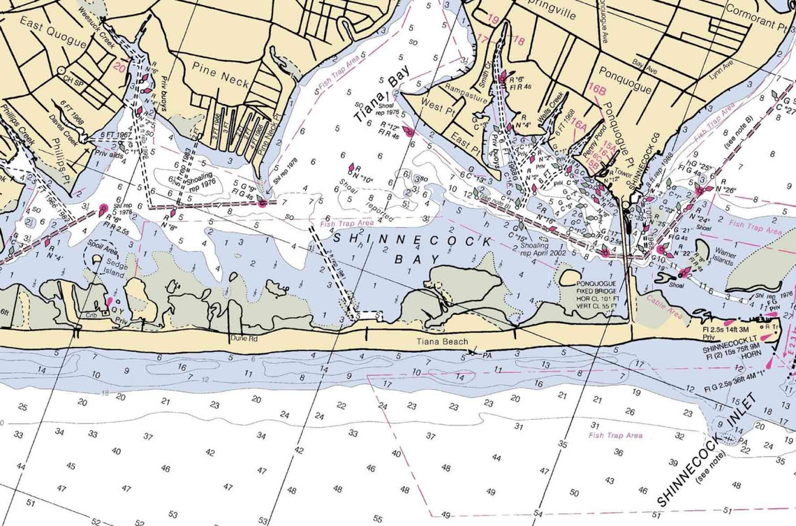 Moriches Bay Shinnecock Bay Westhampton 2003 Nautical Chart - Etsy Italia