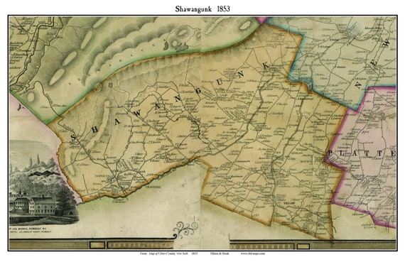 Shawangunk 1853 Old Town Map With Homeowner Names New York - Etsy
