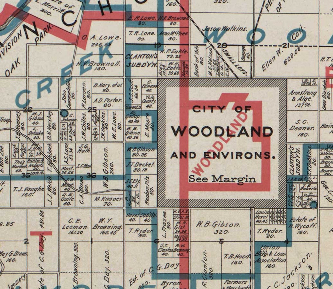 Yolo County California 1900 - Old Wall Map Reprint With Landowner Names ...
