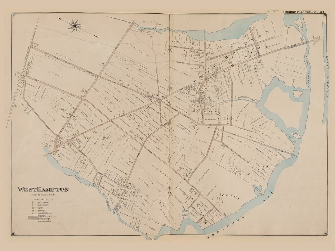 Westhampton 1902-1909 Old Town Map Reprint Suffolk County, New York ...