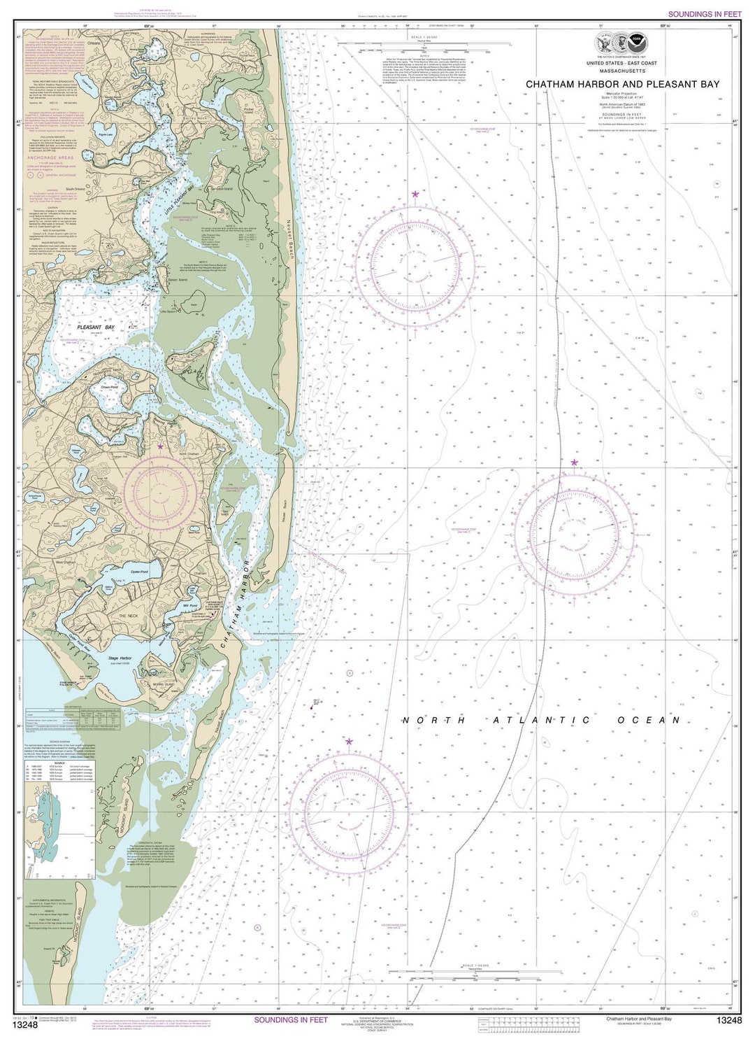 Chatham Harbor and Pleasant Bay, MA - 2013 Nautical Map - Reprint ...