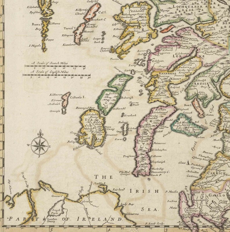 Scotland 1689 Old Map Greene Reprint - Etsy