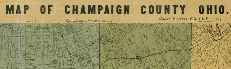 Champaign County Ohio 1894 Old Wall Map Reprint With | Etsy