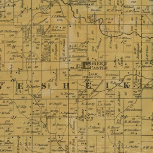 Jasper County Iowa 1871 Old Wall Map With Landowner Names Farm Lines ...