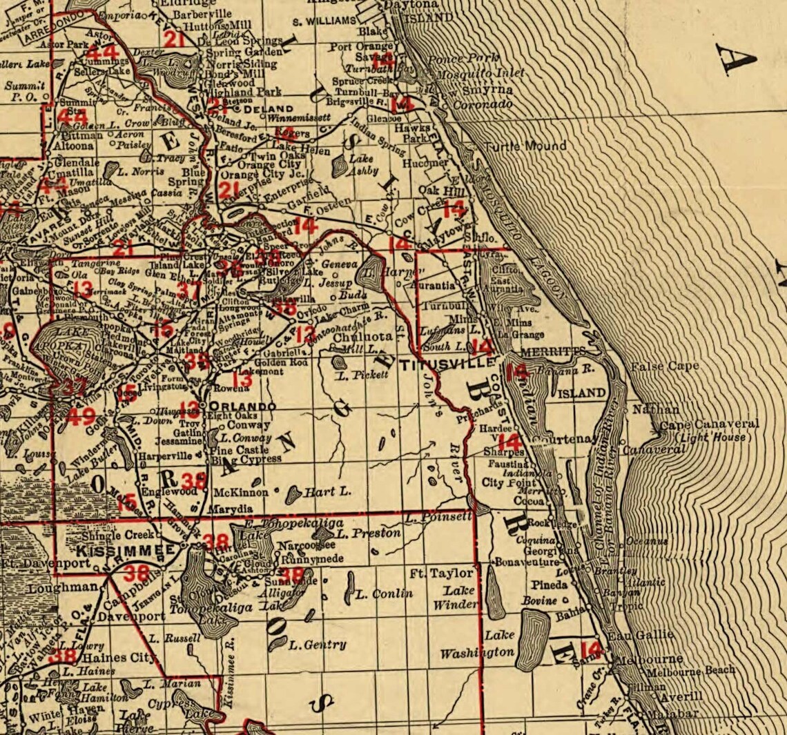 Florida 1900 State Map - by Rand Mcnally & Co. - Reprint - Etsy